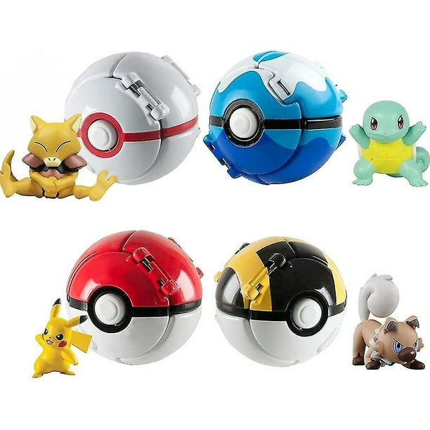 4pcs Battle Action Figures With Pokeball Ball Pack,collection Pocket ...