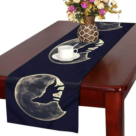 YUSDECOR Wolf Moon Table Runner, Cool Unique Table Cloth Runner for ...