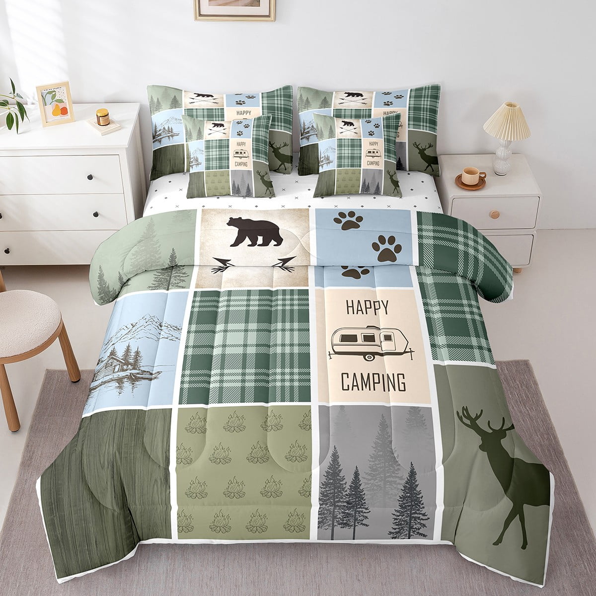 Click here for Erosebridal Happy Camping Bedding Queen Size buffa... prices