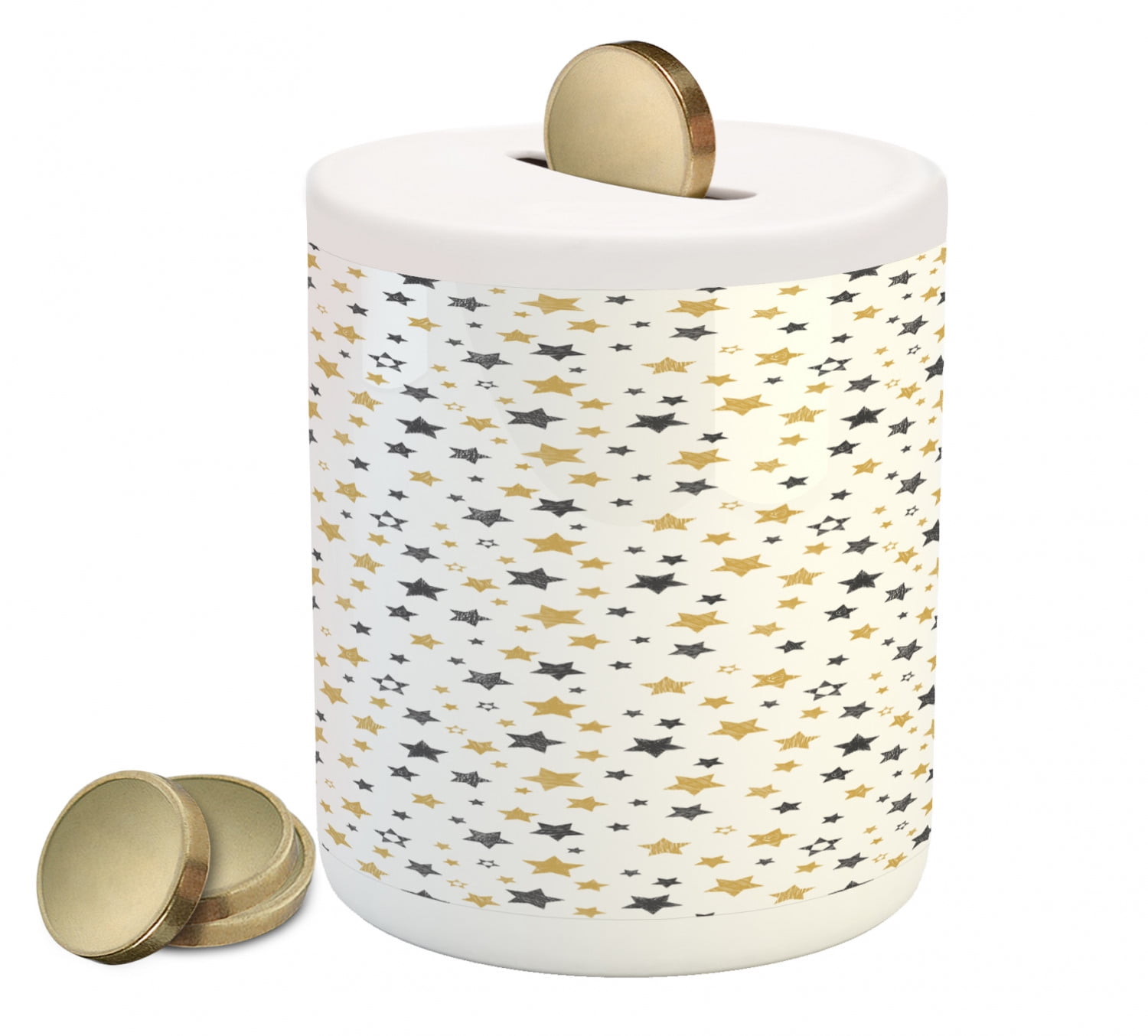 Sketchy Piggy Bank, Hand Drawn Star Pattern Cosmos Galaxy Theme Doodle ...