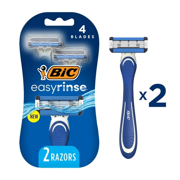 BIC EasyRinse Anti-Clogging Men's Disposable Razors, 4 Blades, 2 Count ...