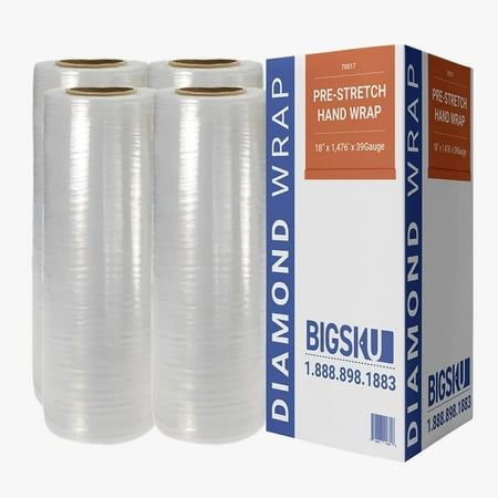 BIGSKU Pre-Stretch Wrap -18 inch x1475 ft, 39 gauge thick Self-Adhering ...