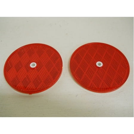 (2) Red 3" Round Truck Semi Trailer Mail Box Reflex Reflectors / Center ...