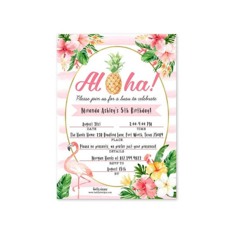 Hawaiian Party Invitations Printable