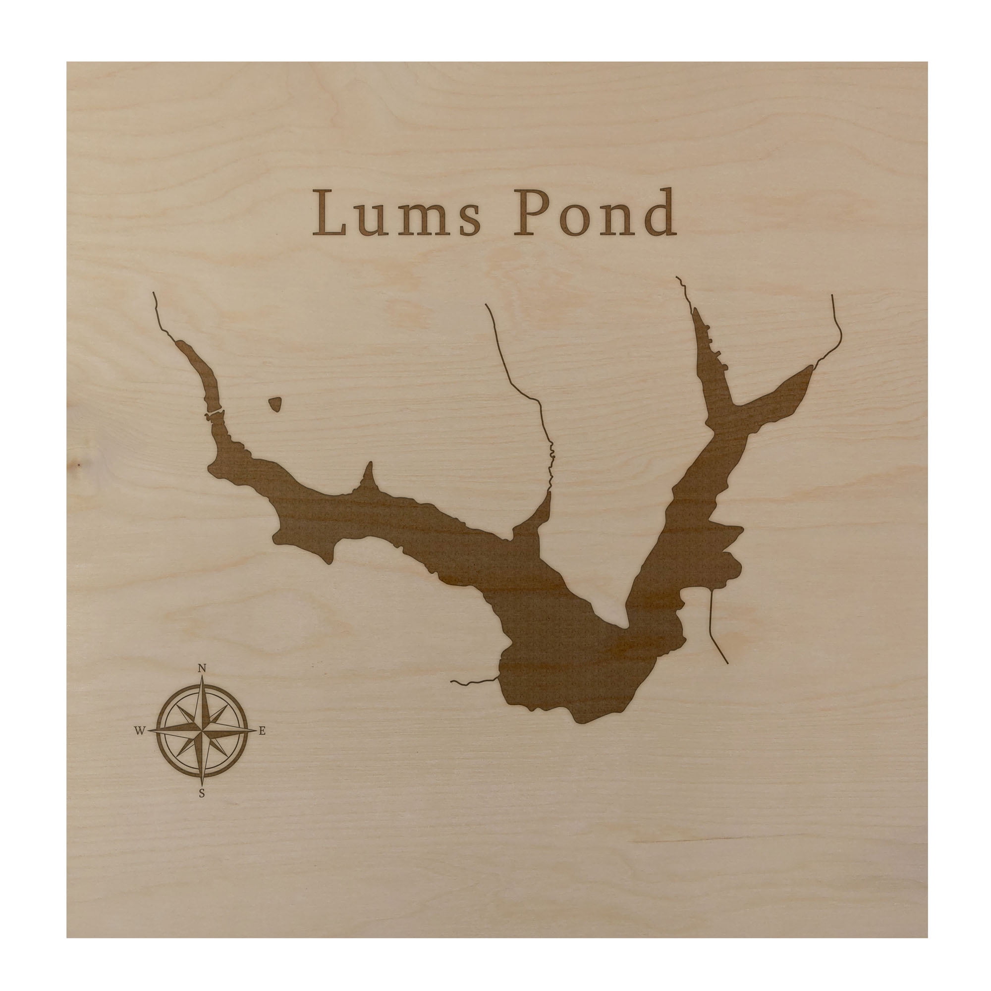 Lums Pond Map 12x12" Birch Wood Wall Art Office Decor Gift Engraved ...