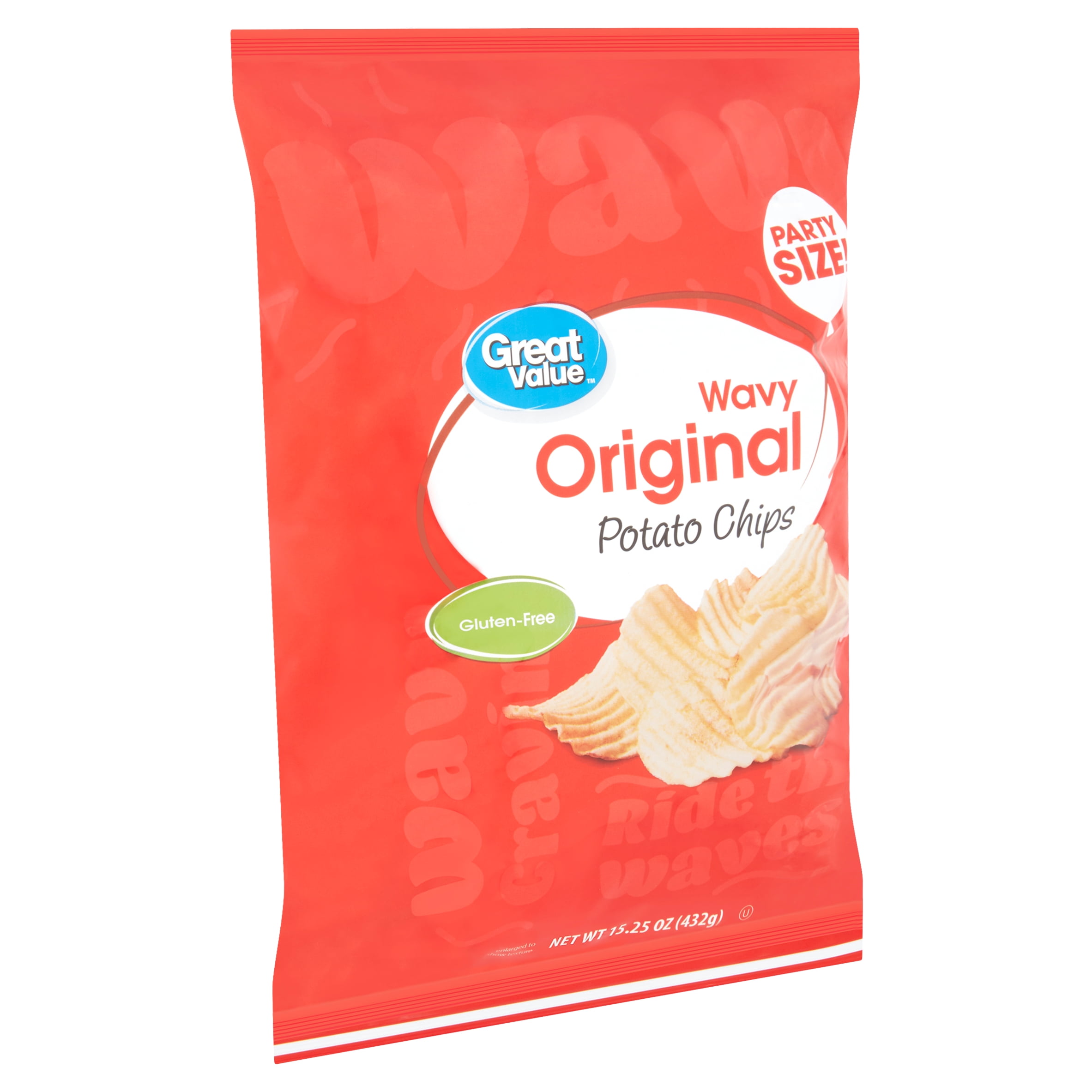 Great Value Original Wavy Potato Chips Party Size 15 25 Oz