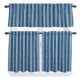 Abstract Stripes Leafy Vine Lines Curtain Tier and Valance Set 3 Piece ...