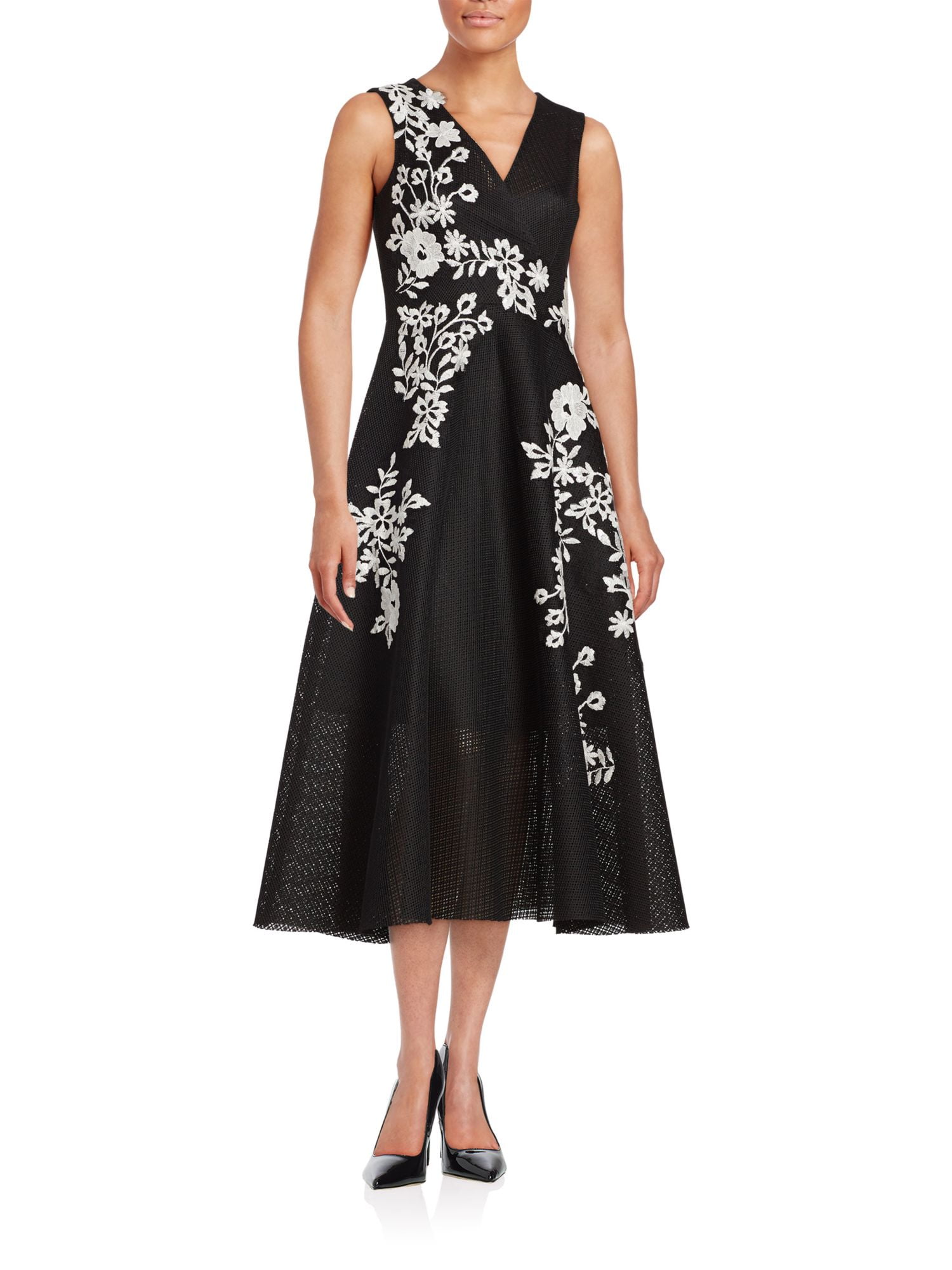 Teri Jon Embroidered Floral Midi Cocktail Dress - Walmart.com