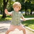 Boys Chinese Traditional Summer Outfits Short Sleeve Mandarin Collared ...