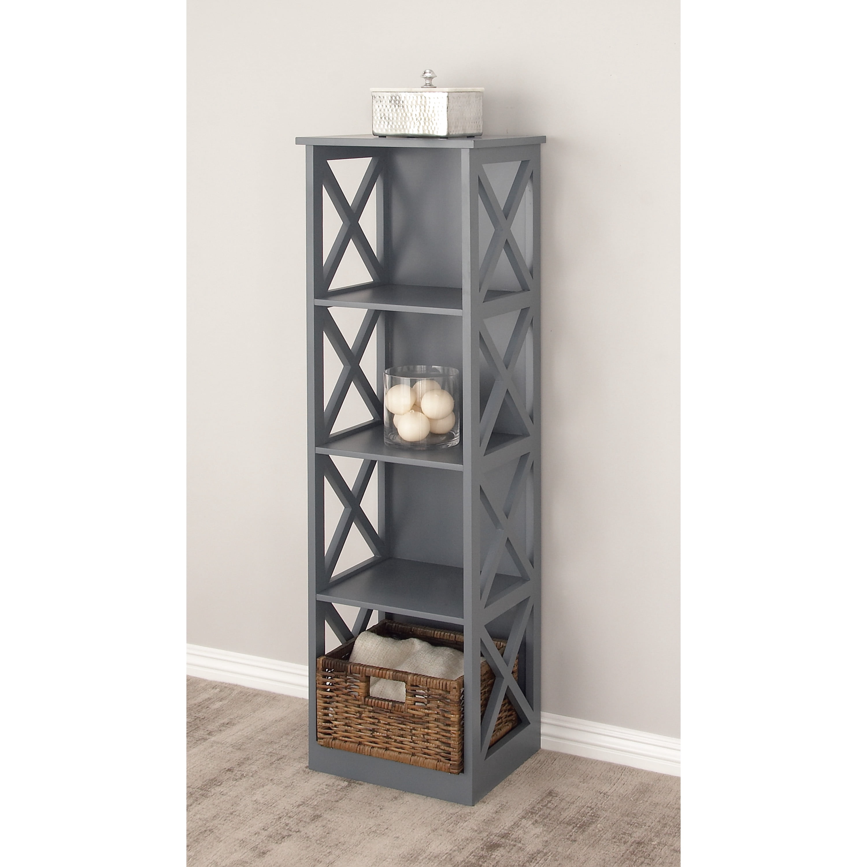 DecMode 16" x 51" Gray Wood 4-Tier Shelving Unit, 1-Piece - Walmart.com
