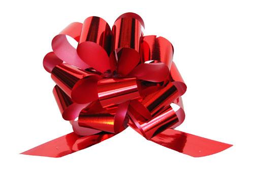 5.5" Wide Ribbon Pull String Bow Metallic Red Gift Wrap Favor ...