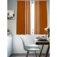 Burnt Orange White Stripe Semi Sheer Curtains 72 Inch Length 2 Panels ...