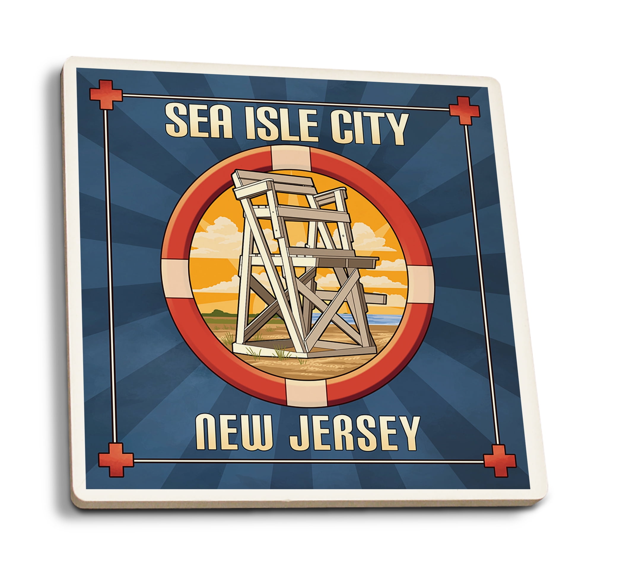 Sea Isle City, New Jersey, Lifeguard Chair (Absorbent Ceramic Coasters ...