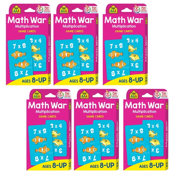 Math War Multiplication Game Cards, 6 Packs, by School Zone Publishing ...