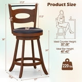 Costway 24" Height Set of 2 Bar Stools 360° Swivel Dining Chairs Solid ...