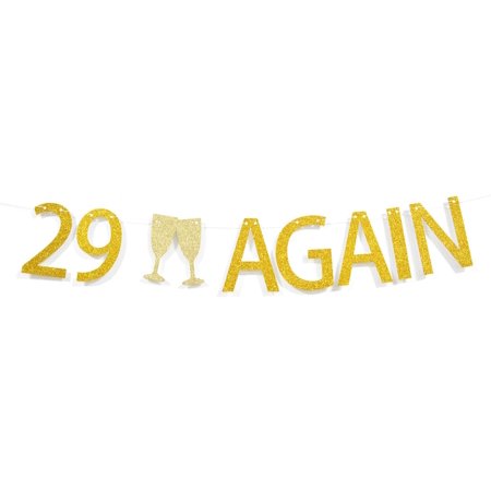 29 Again Gold Glitter Letters Banner Dirty 30 Themed 30th Birthday ...