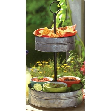 3-Tier Rustic Vertical Kitchen Stand with Galvanized Metal Storage ...