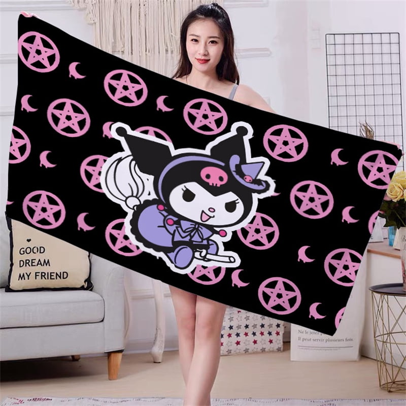 Sanrio-Toalla de baño de microfibra con dibujos animados Kuromi Hello ...