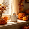 Ceramic Ghost LED Light, Cute White Ghost Figurine Lamp for Halloween ...