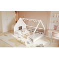 LHYY Full Size Wood House Bed with Window and Fence,White - Walmart.com