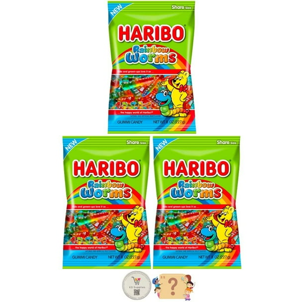Haribo Gummi Candy - Soft & Chewy Delicious Gummies, Pack of 3 5 oz ...