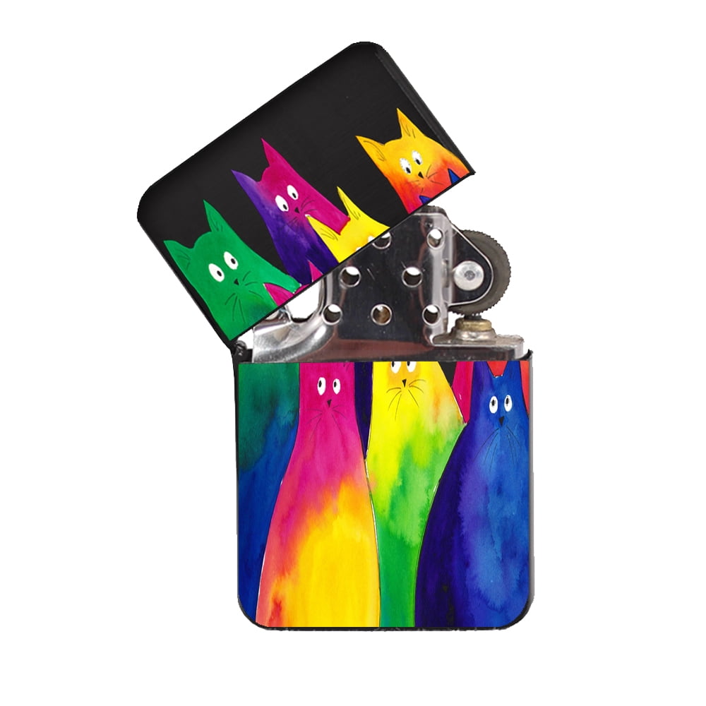 KuzmarK Black Windproof Flip Top Lighter - Very Colorful Two-Toned ...