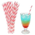 100 Pack Paper Drinking Straws Disposable Striped Design for Party ...