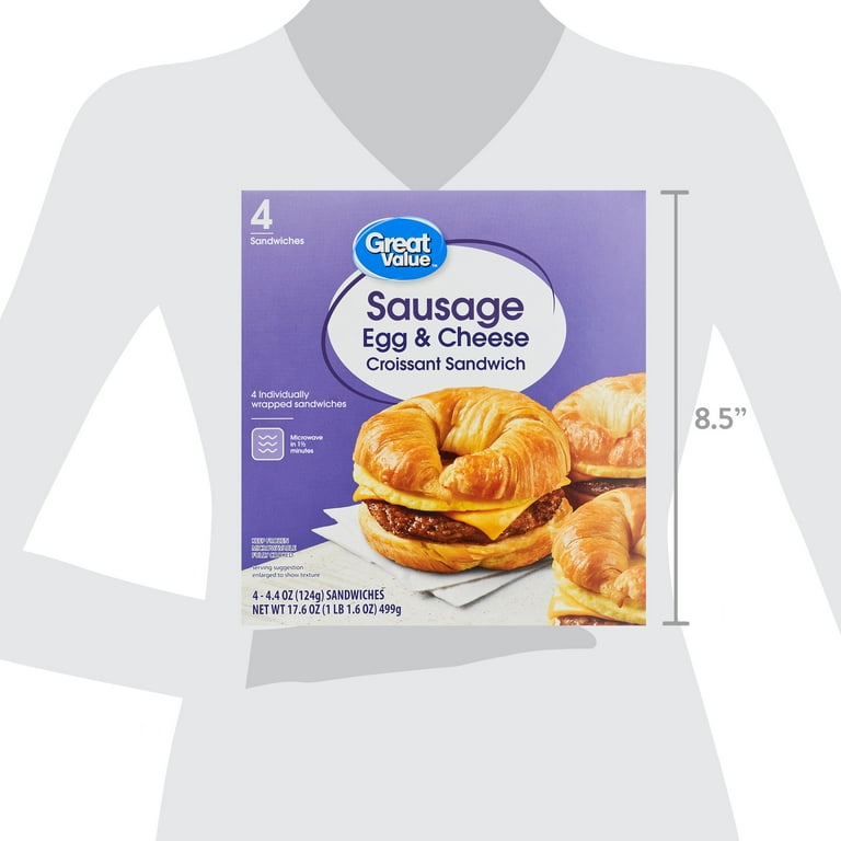 Great Value Croissant Sandwiches Sausage Egg And Cheese,, 56% OFF