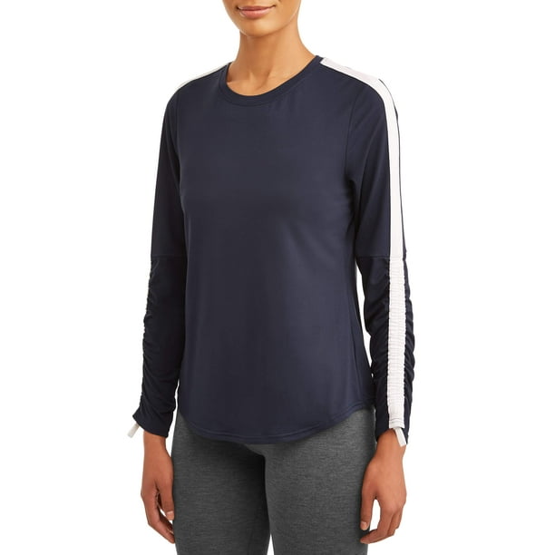 Avia - Avia Women's Active Performance Crewneck Ruched Long Sleeve T ...
