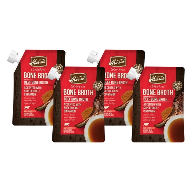 (4-Pack) Merrick Bone Broth All Life Stages Dog Food Topper Beef, 16 oz ...