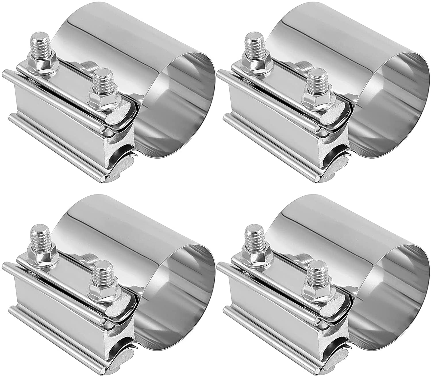 4 PCS 3 Inch Butt Joint Exhaust Band Clamp, 304 Stainless Steel Exhaust ...