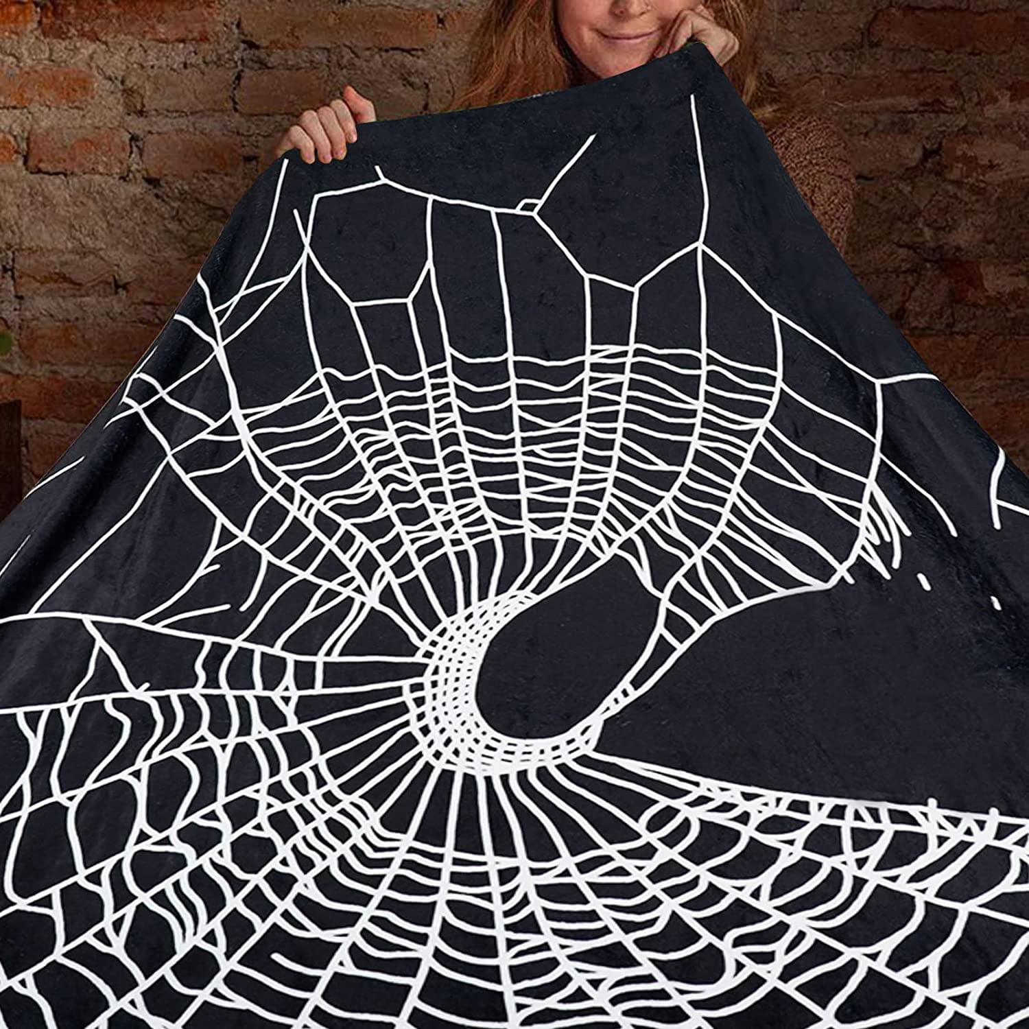 Halloween Blanket Haunted Halloween Throw Blankets Black Spider Webs ...