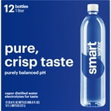 Smartwater Alkaline Water with Electrolytes, Vapor-Distilled, 1L, Pack ...