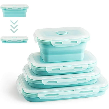 Collapsible Silicone Food Storage Containers Set of 4 BPA Free Lunch ...