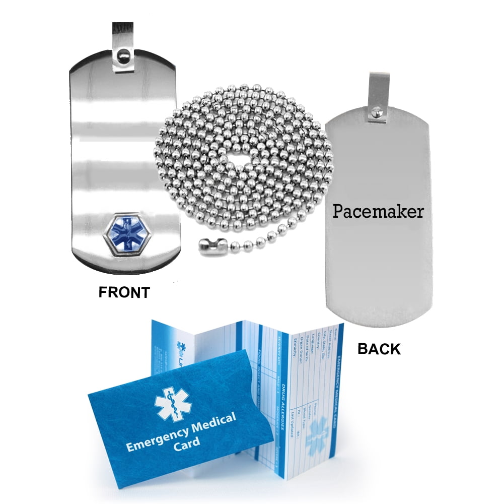 Pacemaker Medical Alert ID Dog Tag Pendant in Anodized Titanium ...