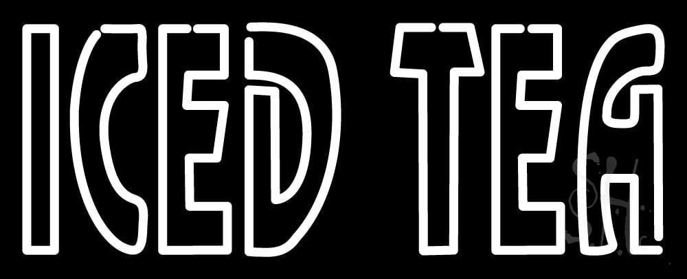 Double Stroke Iced Tea LED Neon Sign 13 x 32 - inches, Black Square Cut ...