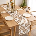 Brown Leaves Cotton Linen Table Runner Summer Farmhouse Botanical ...