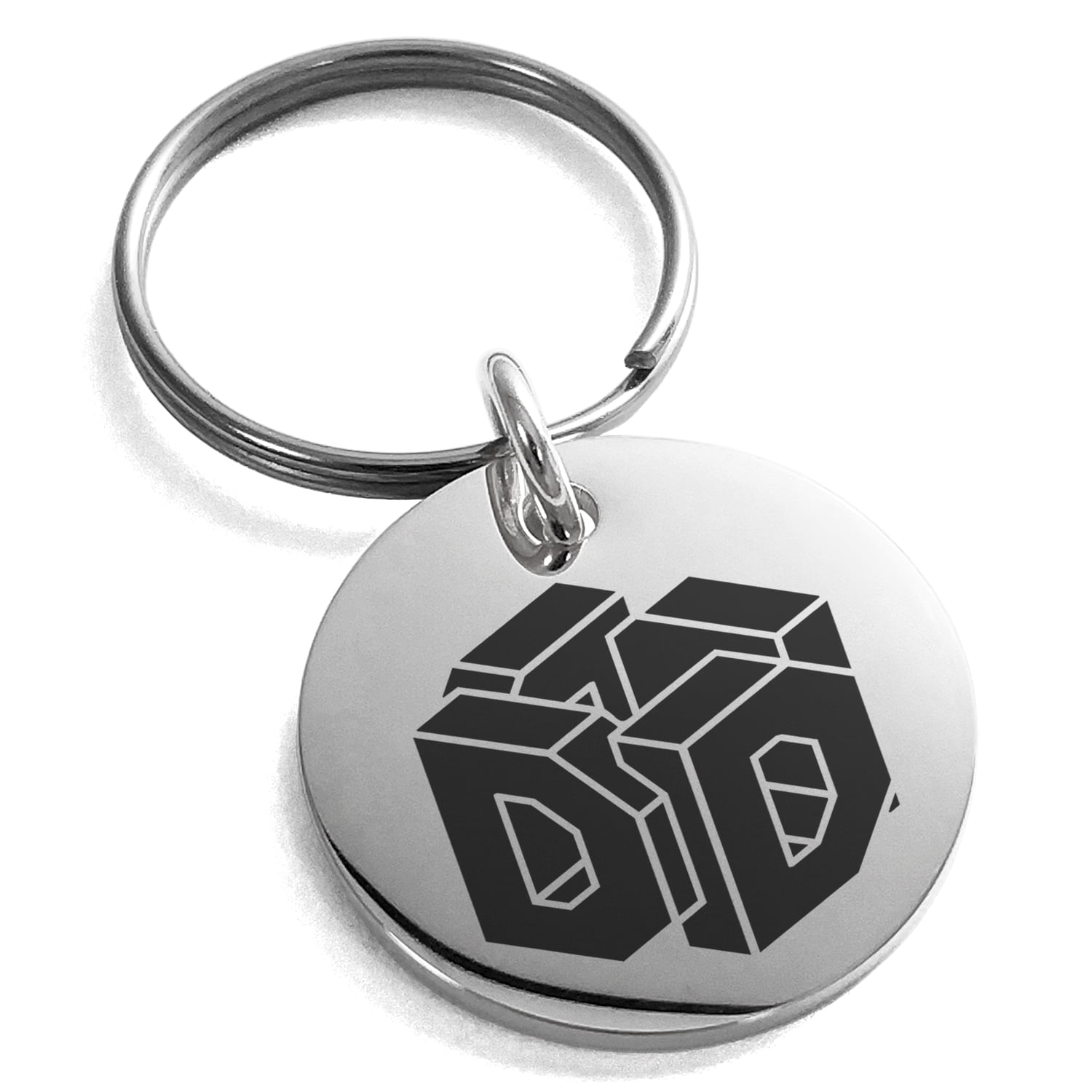 Stainless Steel Letter D Initial 3D Cube Box Monogram Engraved Small ...