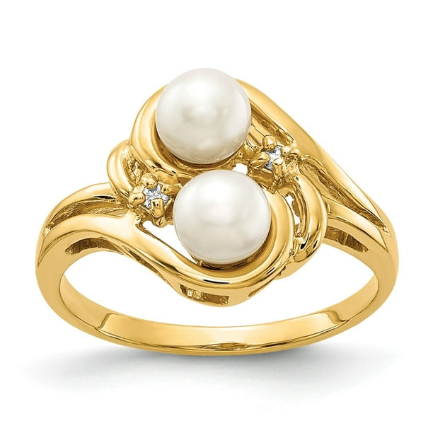 Aa Jewels Solid 14k Yellow Gold 4mm Black Freshwater Cultured Pearl