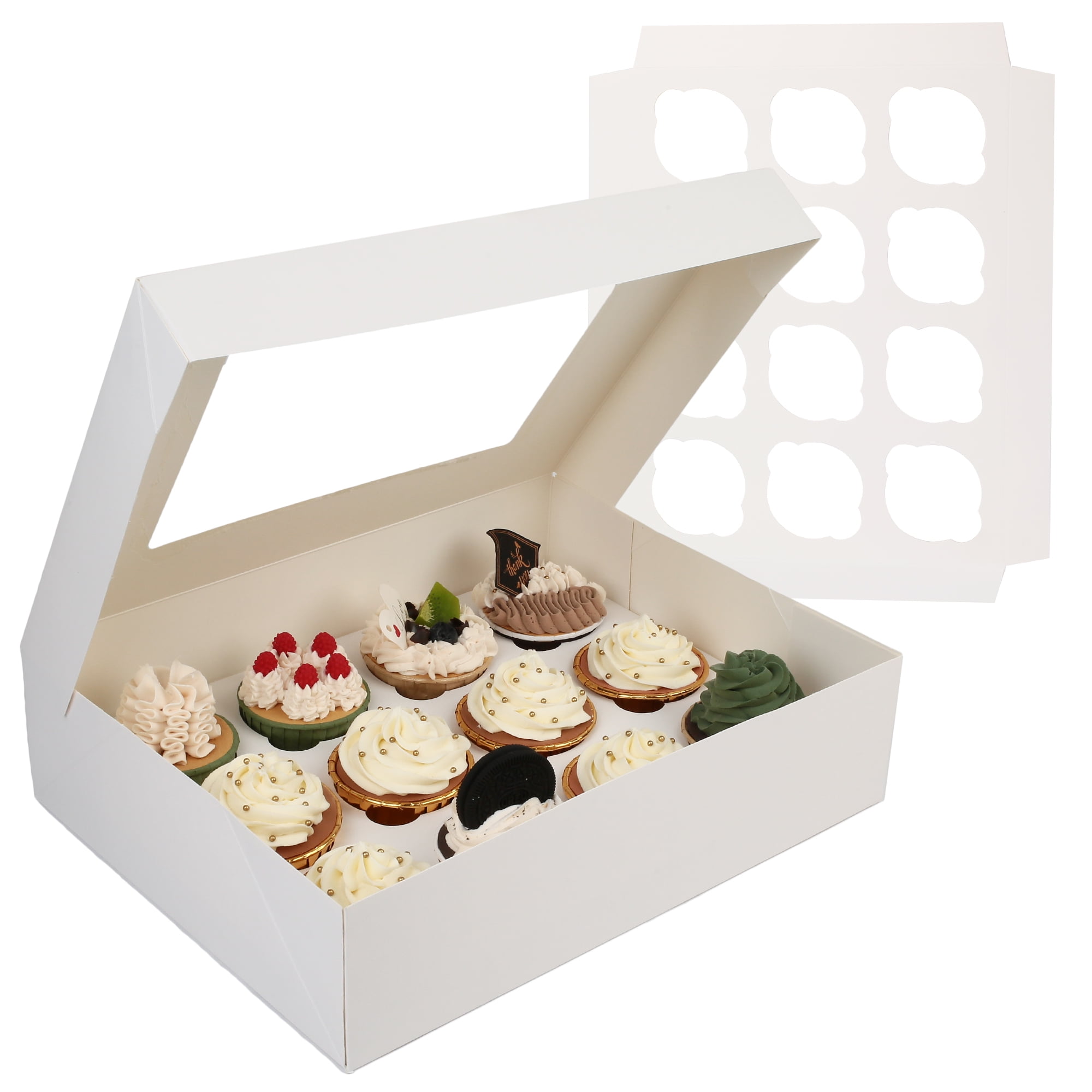 LotFancy 12 Count Cupcake Boxes,8 Pack Dozen Cupcake Containers with ...