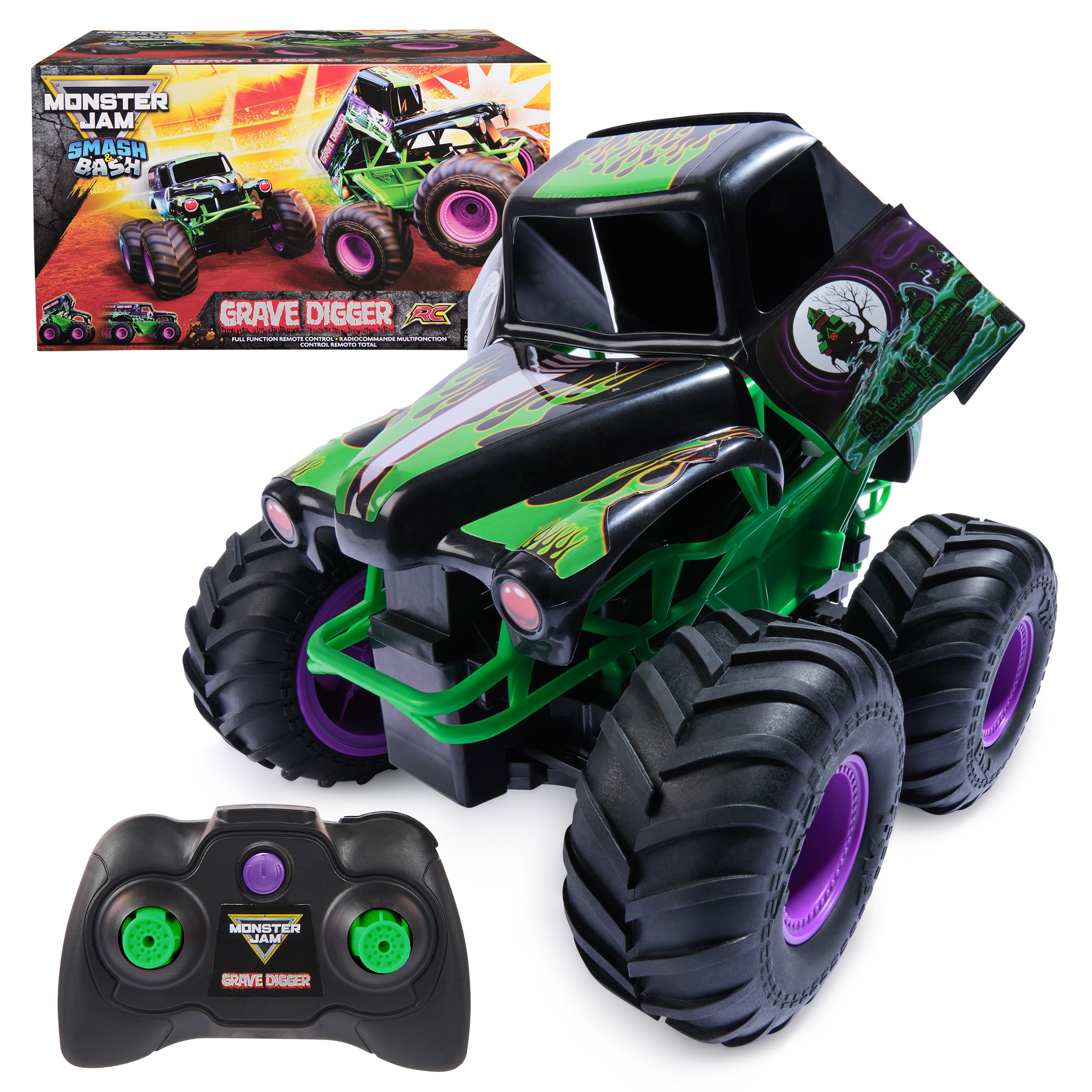 Monster Jam Smash & Bash Grave Digger Remote Control Vehicle, 1:15 ...