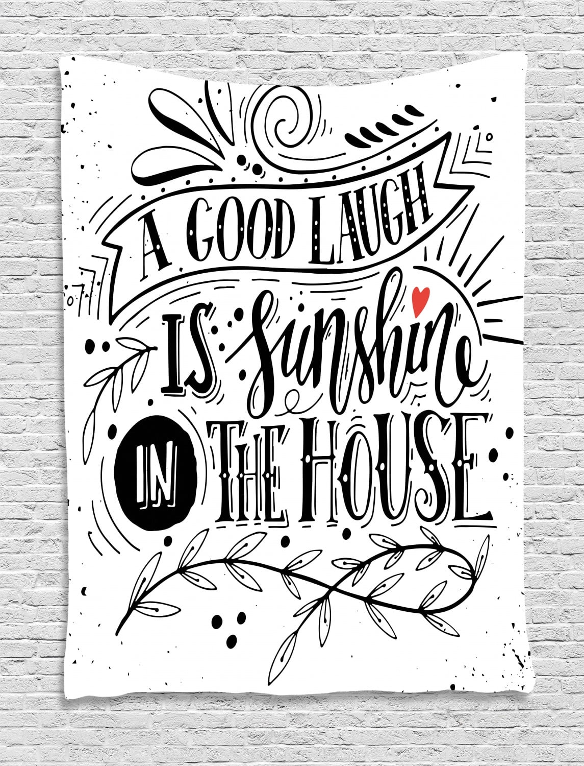 Quote Tapestry, Vintage Calligraphy A Good Laugh is Sunshine in the ...