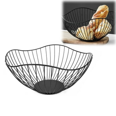 Wire Fruit Basket Black Fruit Bowl for Kitchen Counter Wave Fruit ...