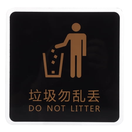 Public No Litter Sign Warm Reminder Acrylic Wall No Litter Sign (Black ...