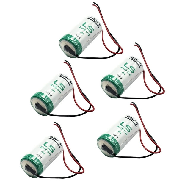 5x SAFT LS26500_WIRE Size C 3.6V 7700mAh Primary Lithium Cell - Walmart.com