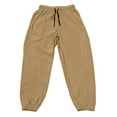 DPTALR Men's Solid Color Corduroy Elastic Waist Drawstring Pants,Khaki ...