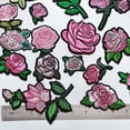 25pcs Rose Iron on Patches, Assorted Sizes Pink Floral Embroidered ...