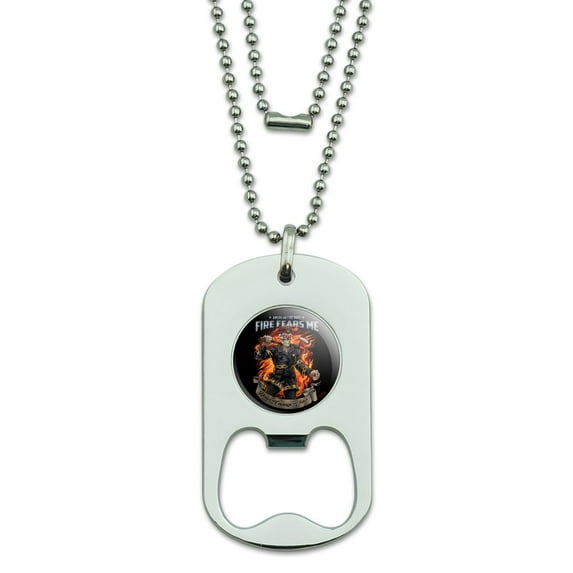 American Fire Department Firefighter Skeleton Fears Me Military Dog Tag ...