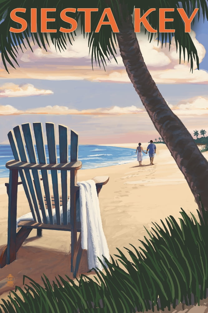 Siesta Key, Florida, Adirondack Chair on the Beach (12x18 Wall Art ...