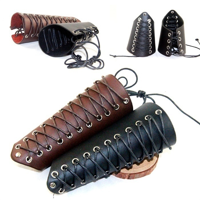 Gothic Style Leather Bracer Cross String Arm Armor Steampunk Wrist ...
